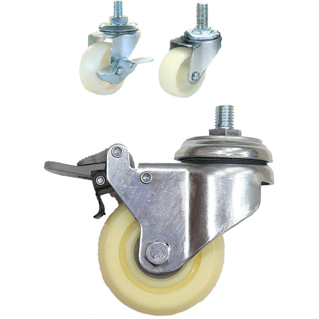 (4pcs) Nylon White Threaded Stem Caster Trolley Wheels MMZ0795 ...