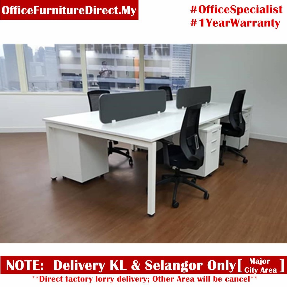 5x2 Feet Table + Drawer - VSS 4 Seater Workstation White Office Table ...