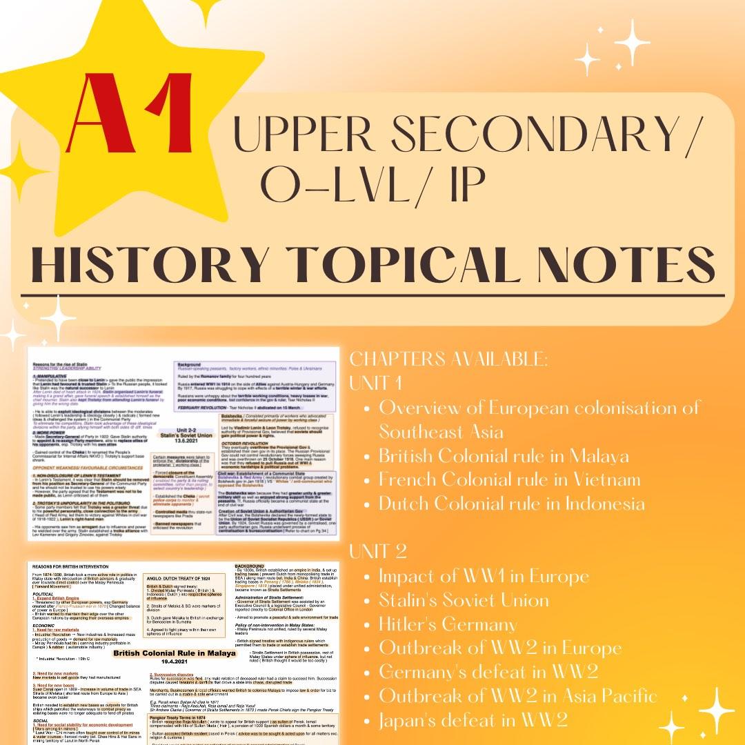 [ A1 SECONDARY/ O LVL/ IP ] History Topical Notes!, Hobbies & Toys ...