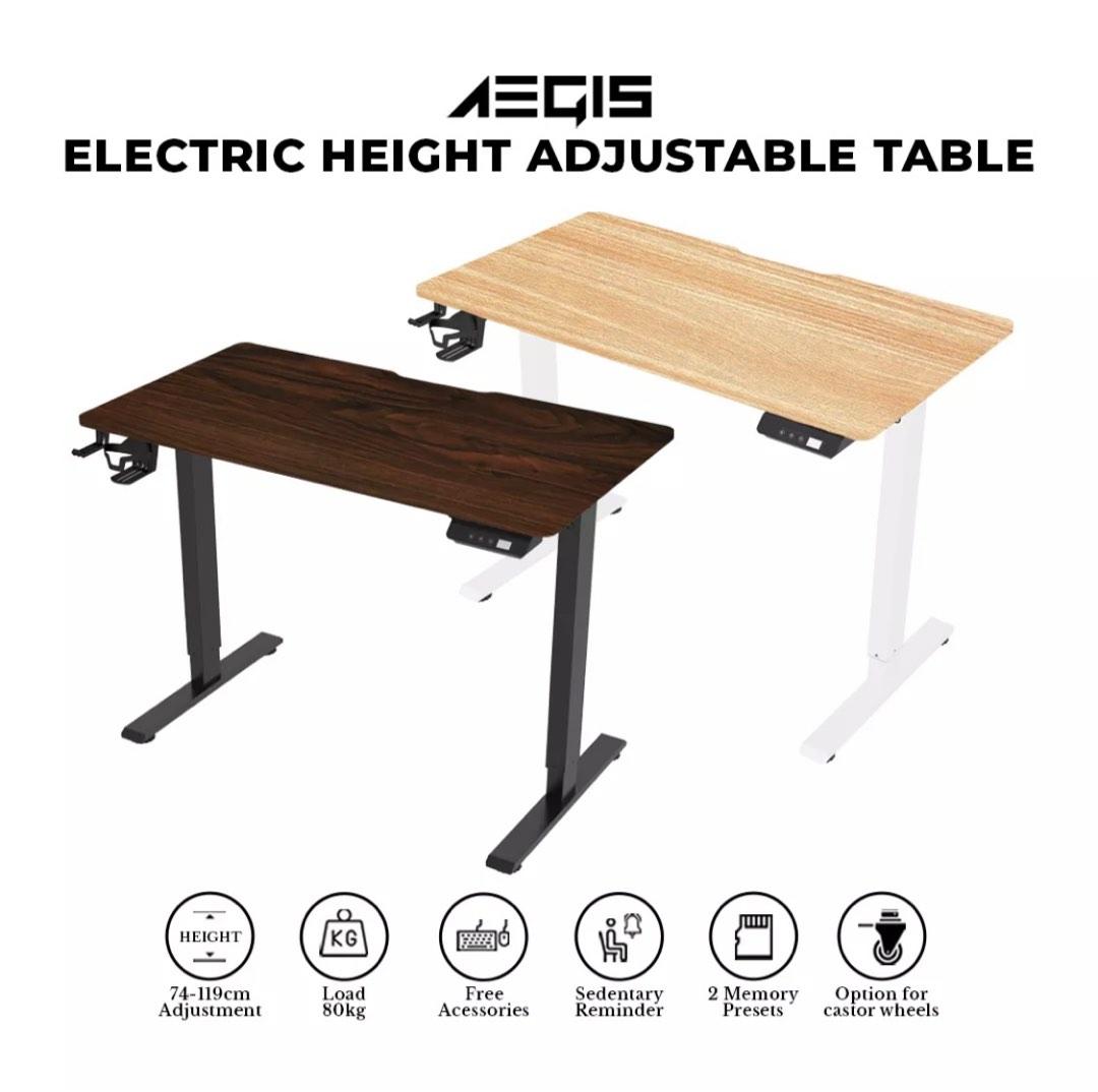 AEGIS Ergonomic Electric Adjustable Height Standing Office Desk - Black ...