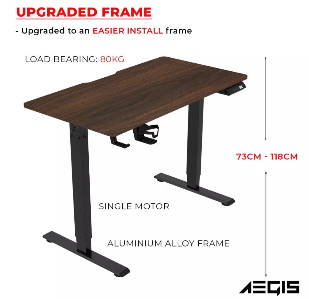 AEGIS Ergonomic Electric Adjustable Height Standing Office Desk - Black ...