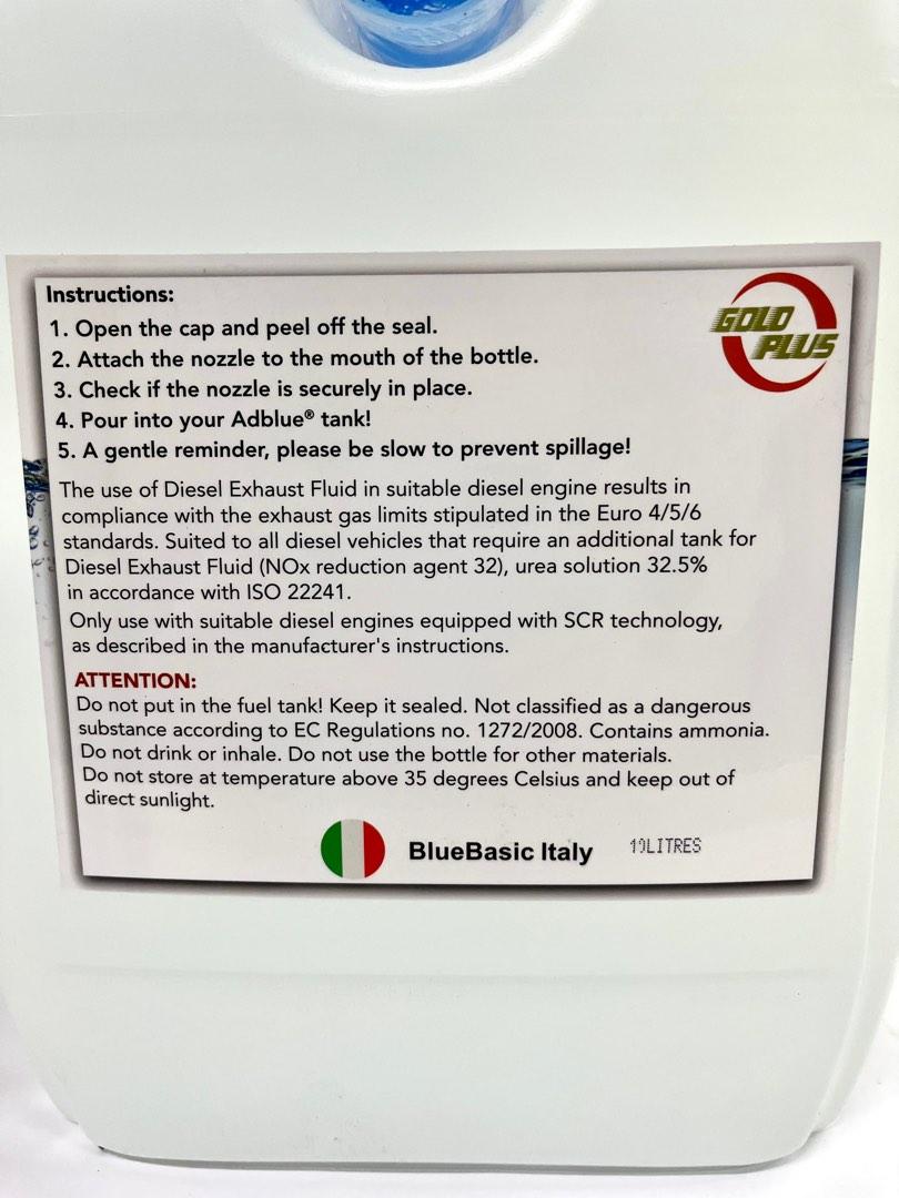 BlueBasic AdBlue Diesel Exhaust Fluid 10L - Made in Italy, Car ...