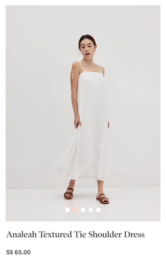 BNWT LB Analeah textured tie shoulder dress (S), Women's Fashion ...