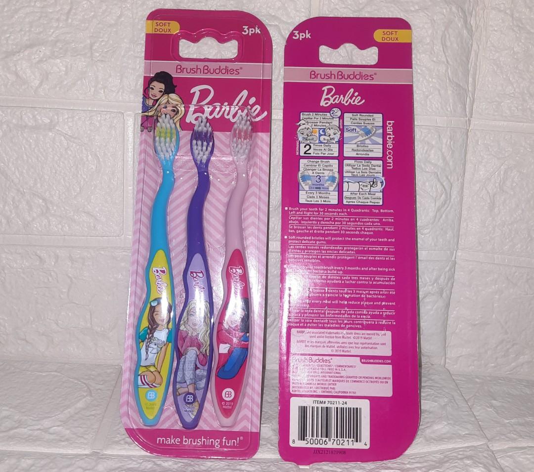 Brush Buddies Barbie Toothbrush 3-pc Set, Beauty & Personal Care, Oral ...