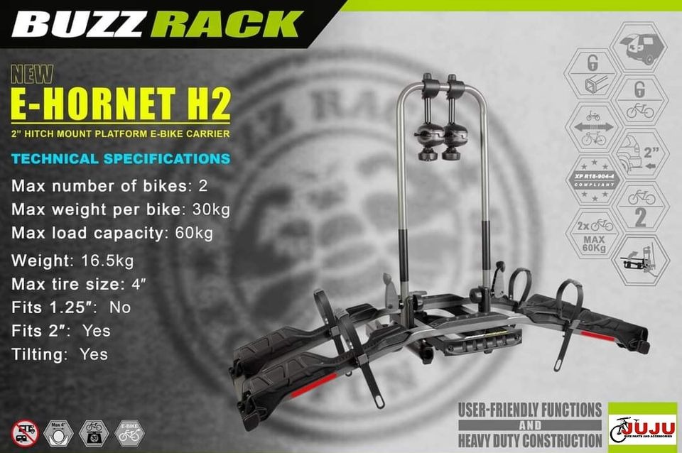 Buzzrack E-Hornet H2 Hitch Mount Bike Carrier, Sports Equipment ...