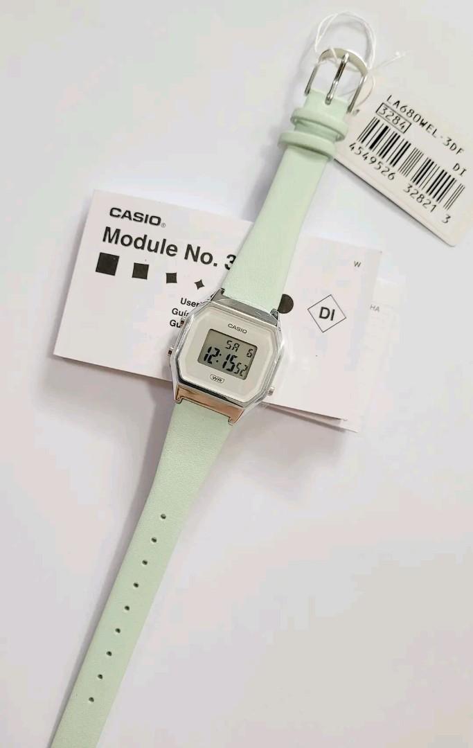 Casio LA680WEL-3DF Leather Mint Green Watch, Women's Fashion, Watches ...
