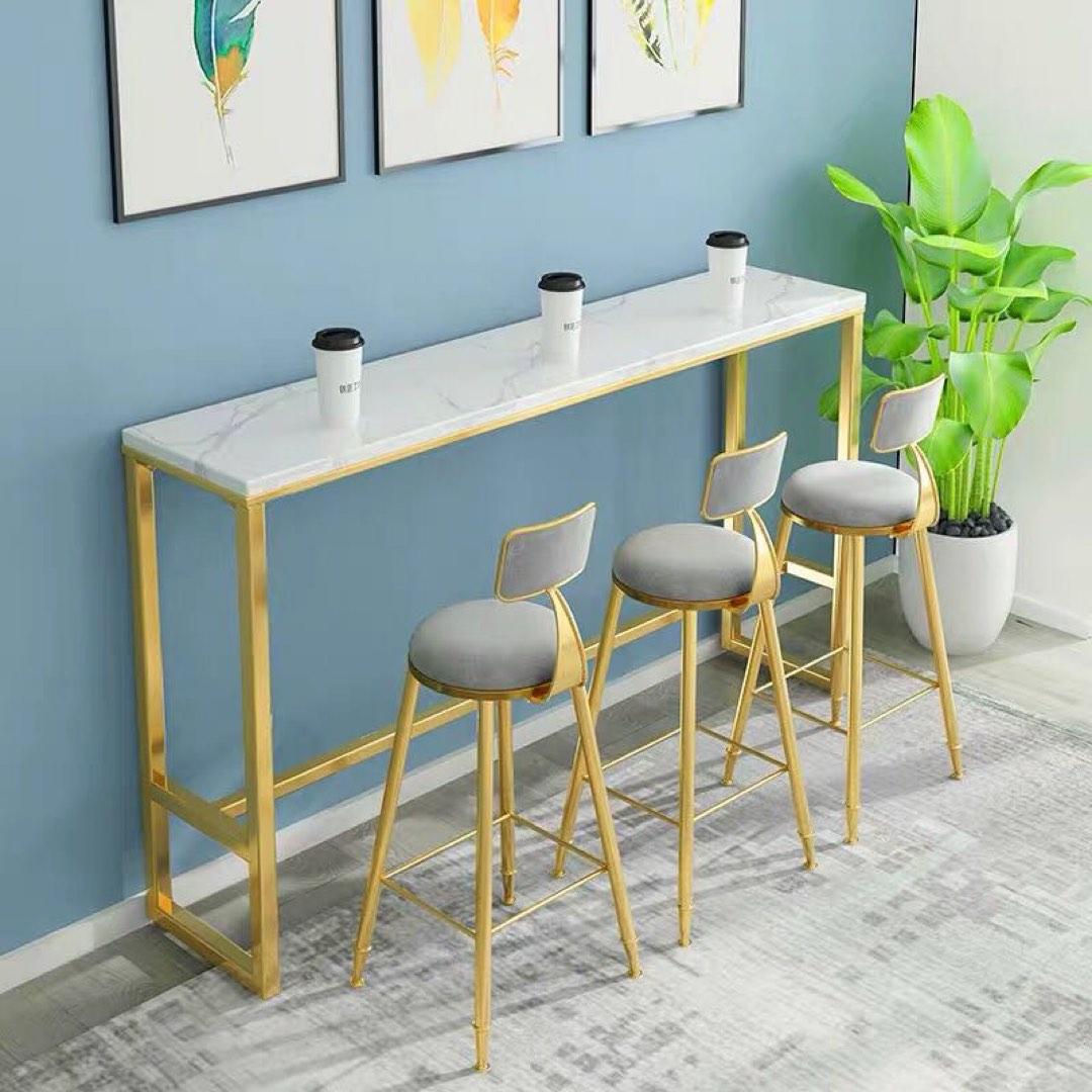 Chair Bar Dining Table Counter option Marble High Bistro Cafe ...