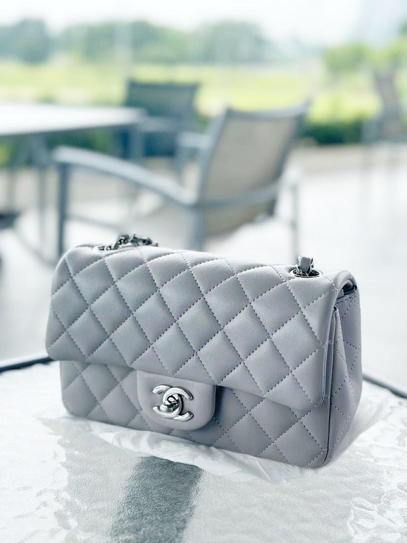 Chanel Classic Flap Mini Rectangle Grey, Women's Fashion, Bags ...