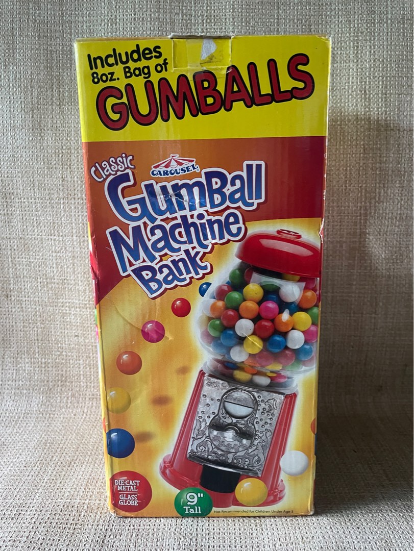 Carousel Classic Gumball Machine Bank, 12" Tall -Die Cast Metal Glass ...