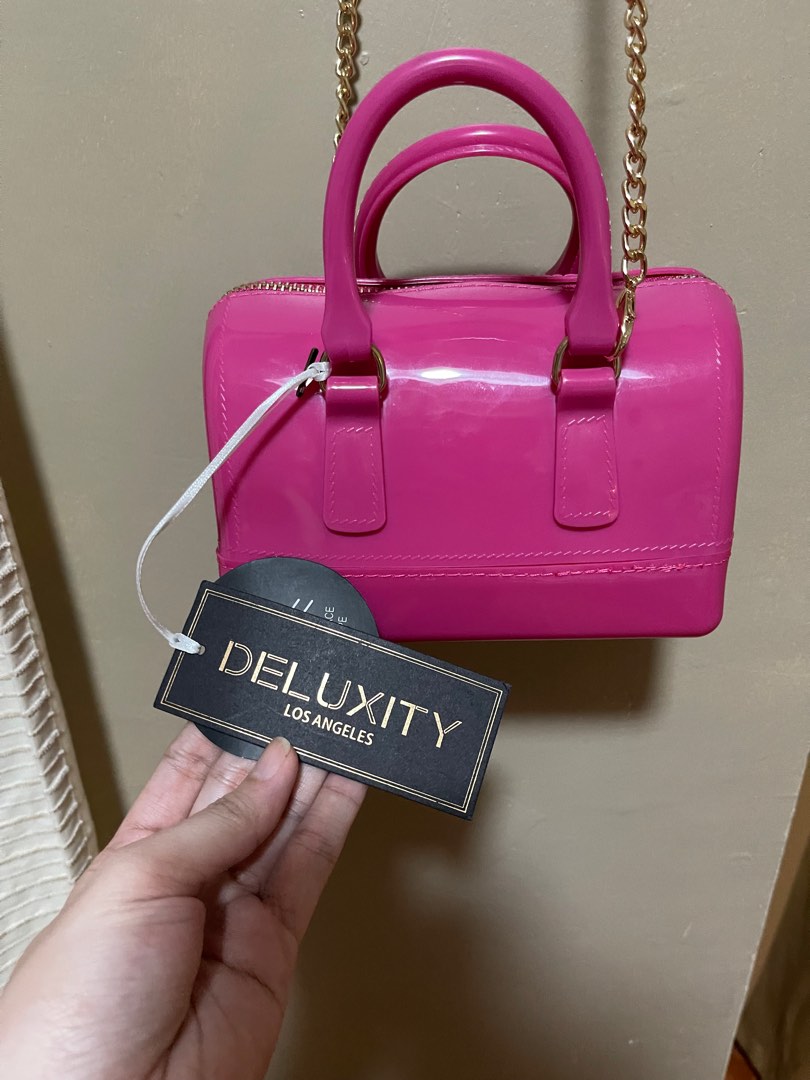Deluxity Fuchsia Pink Mini Jelly Chain Sling, Luxury, Bags & Wallets on ...