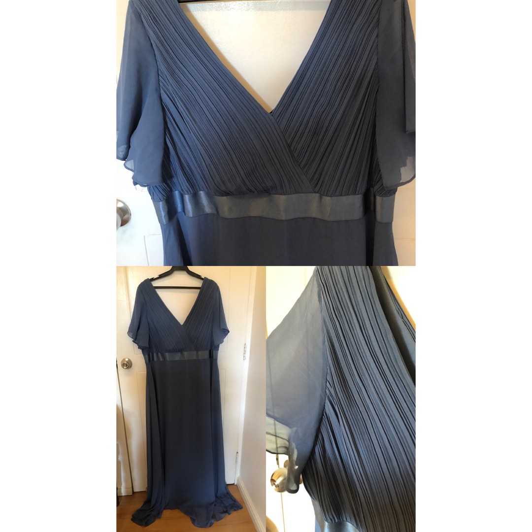 Dusty Blue Gown Shein Curve, Women's Fashion, Dresses & Sets, Evening ...