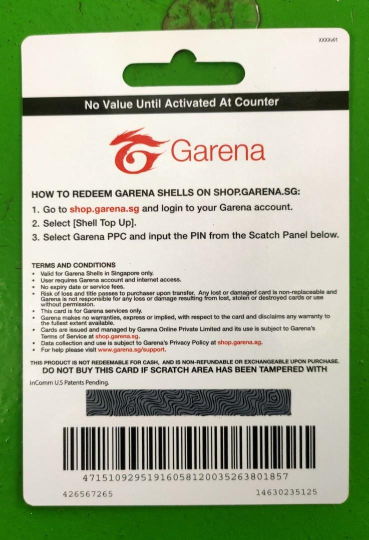 GARENA SHELLS CARDS, Video Gaming, Gaming Accessories, Game Gift Cards ...