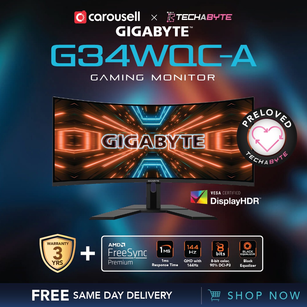 Gigabyte G34WQC | 34" 144Hz 1MS Curved Gaming Monitor, Computers & Tech ...