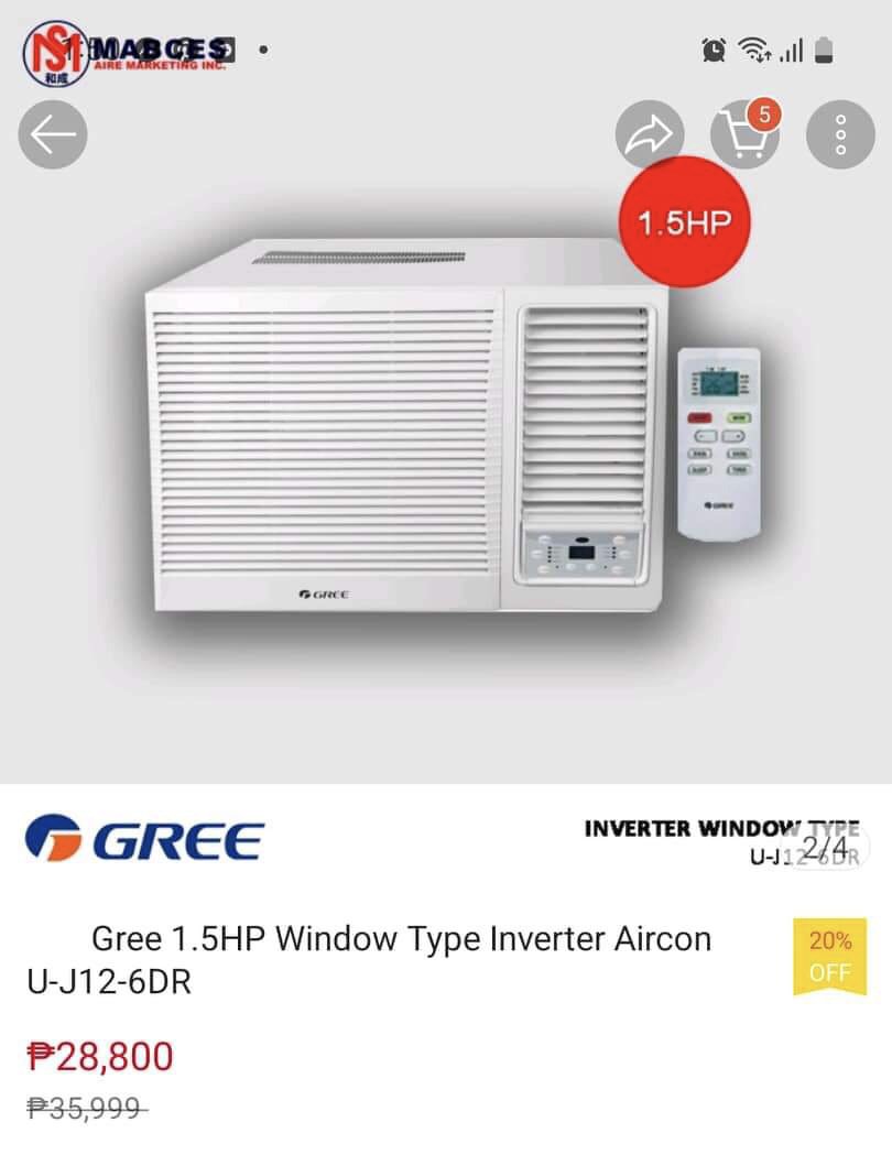Gree 1.5HP Window Type Inverter Aircon U-J12-6DR, TV & Home Appliances ...