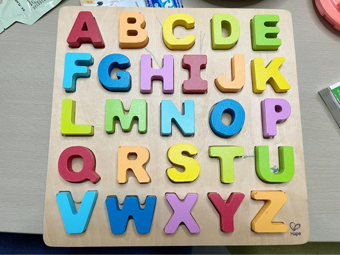 Hape alphabet stand up kids wooden learning puzzle, Hobbies & Toys ...