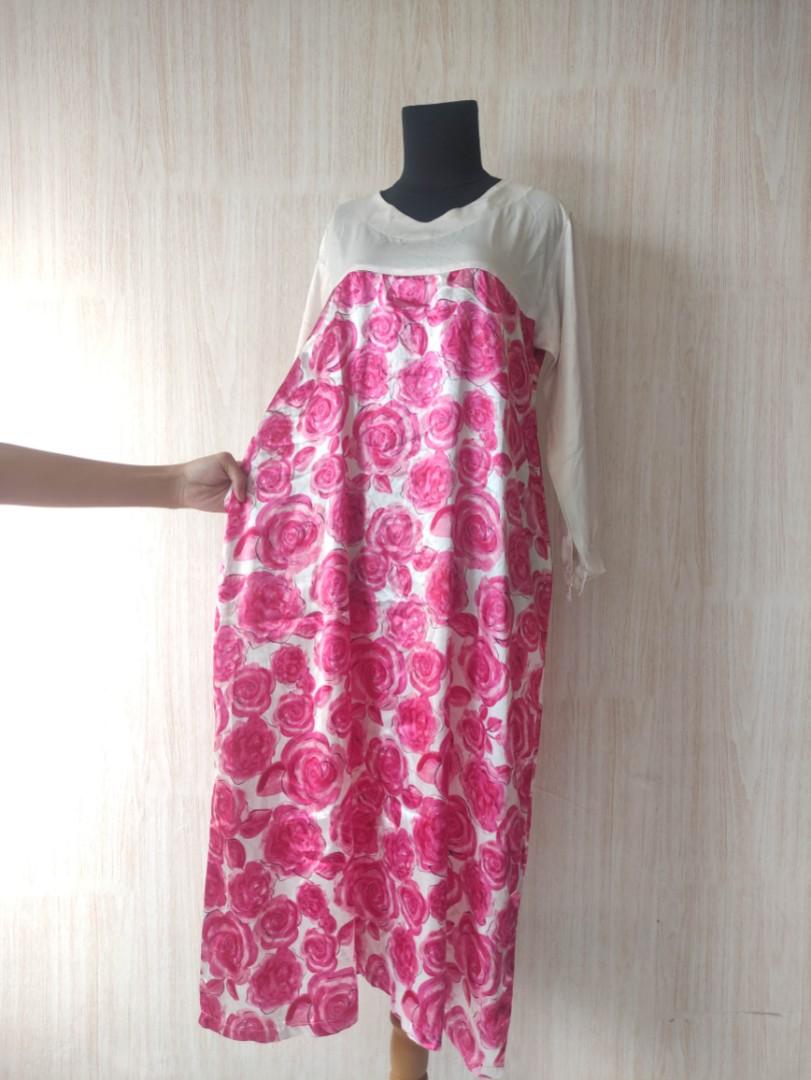 Home Dress Baju Terusan Bunga Dress Gamis, Fesyen Wanita, Pakaian ...