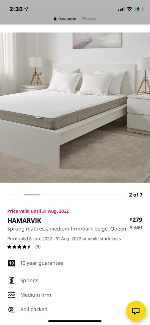 IKEA HAMARVIK Queen size mattress, Furniture & Home Living, Furniture ...