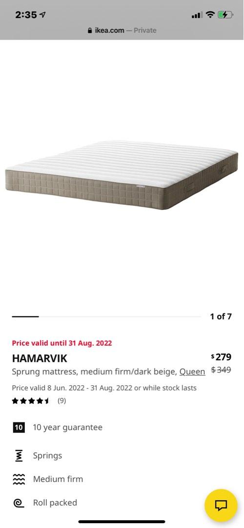 IKEA HAMARVIK Queen size mattress, Furniture & Home Living, Furniture ...