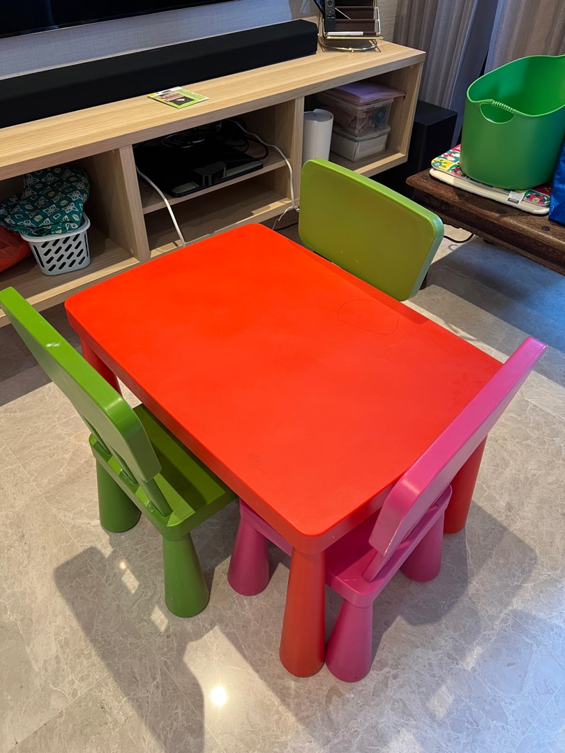 IKEA kids table and three chairs, Babies & Kids, Baby Nursery & Kids ...