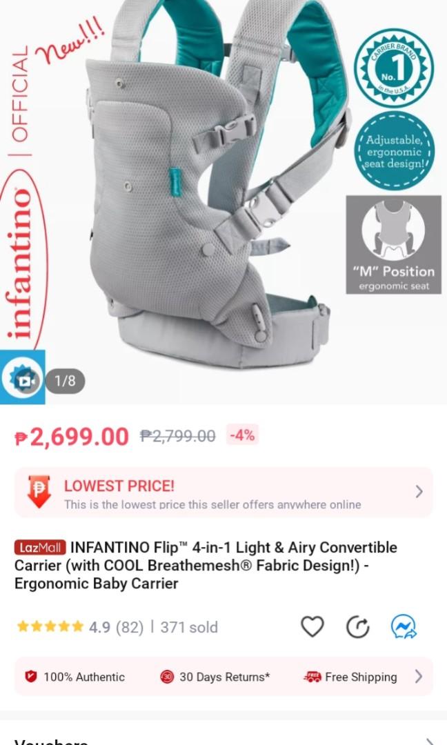 Infantino Flip 4-in-1 Light Airy Convertible Carrier Ergonomic Carrier ...
