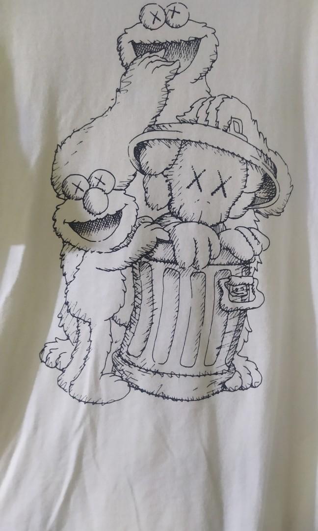 KAWS x Uniqlo x Sesame Street Companion Trash Can Tshirt White Tee, Men ...