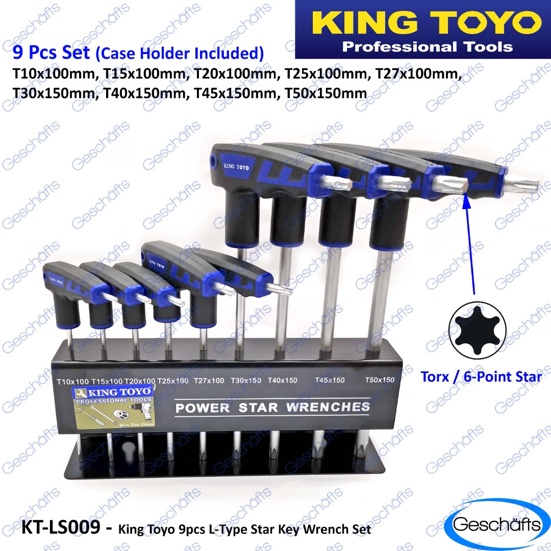 King Toyo 9pcs L-Type Torx / Star Key Tamper Proof (Center Hole) Wrench ...