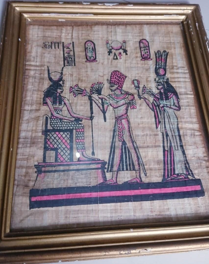 Lukisan papyrus egypt kuno pohon lontar, Antik, Furnitur di Carousell
