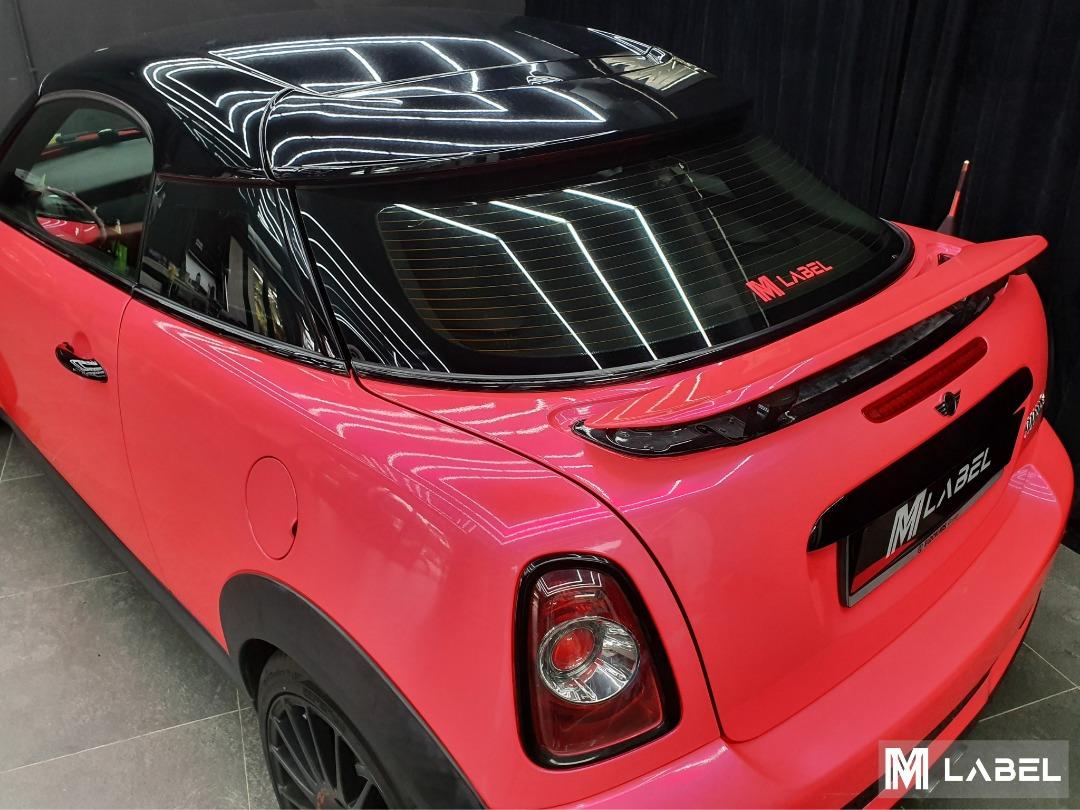 Mini Cooper S Full Vinyl Wrap - Satin Metallic Gloss Rose Pink, Car ...