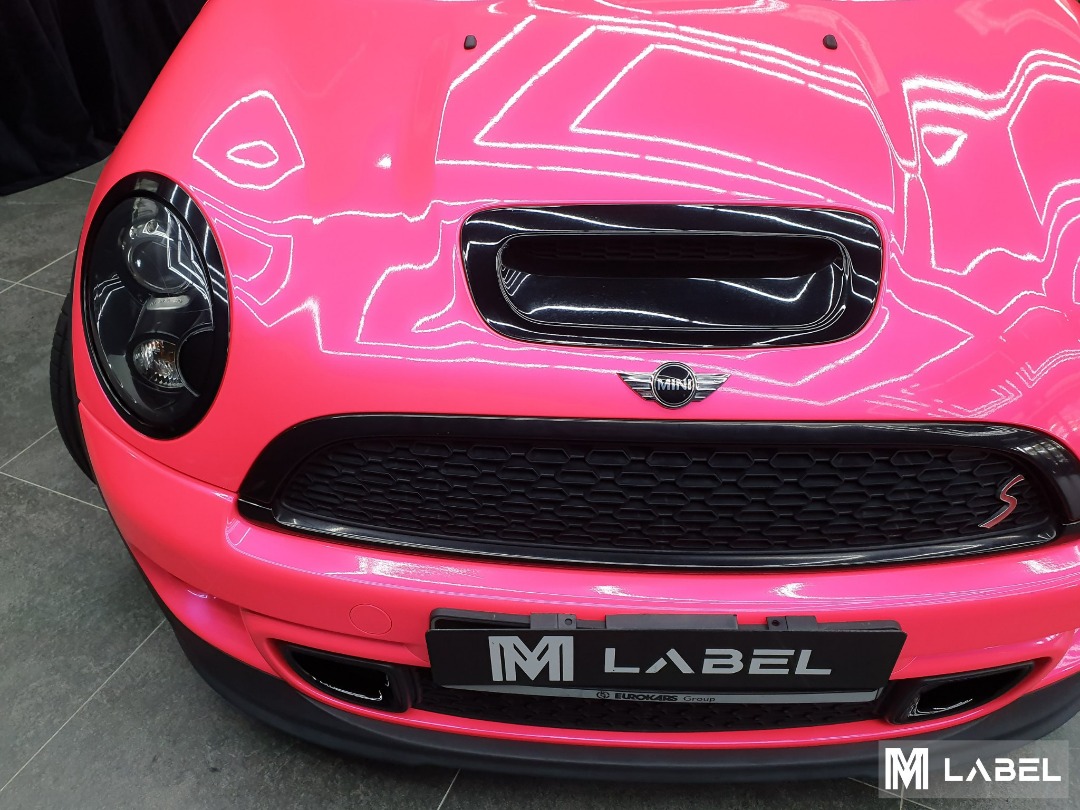 Mini Cooper S Full Vinyl Wrap - Satin Metallic Gloss Rose Pink, Car ...