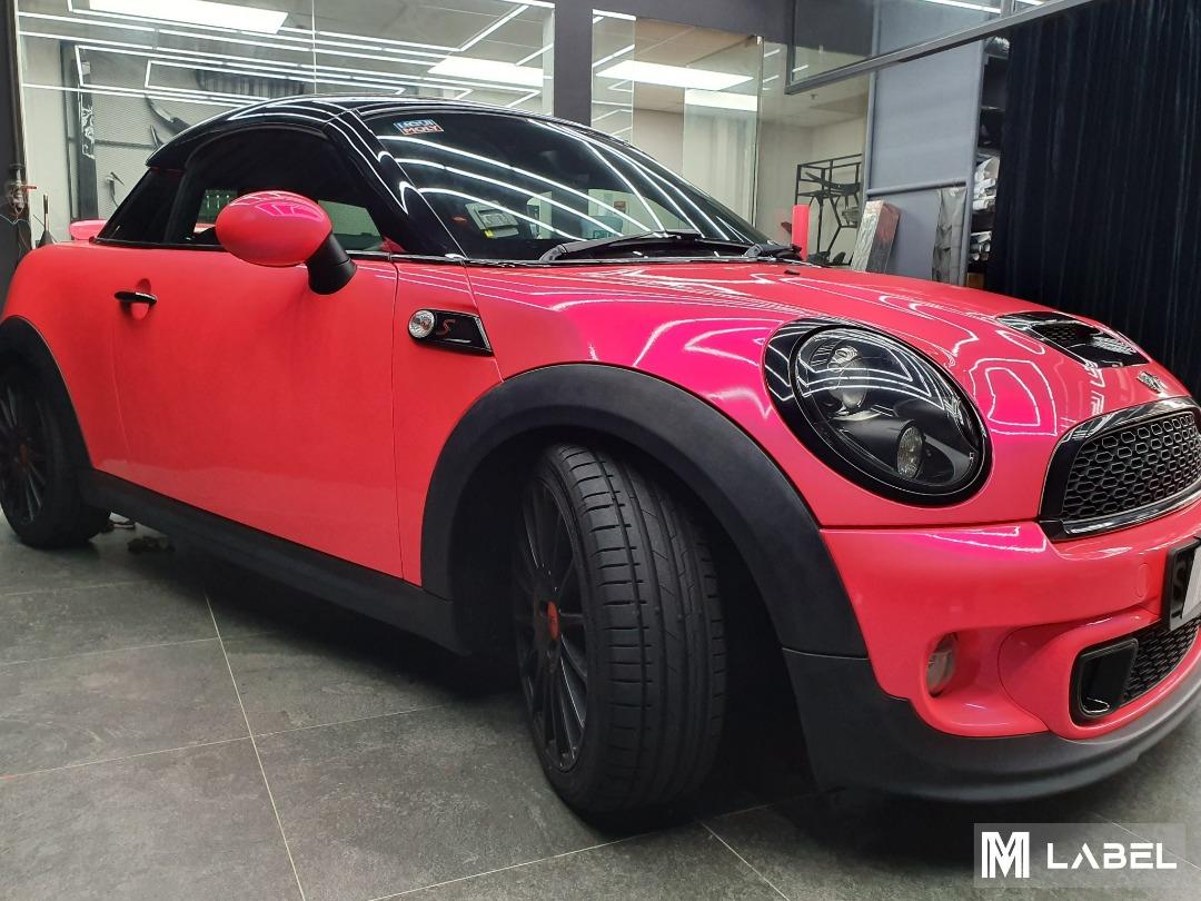 Mini Cooper S Full Vinyl Wrap - Satin Metallic Gloss Rose Pink, Car ...