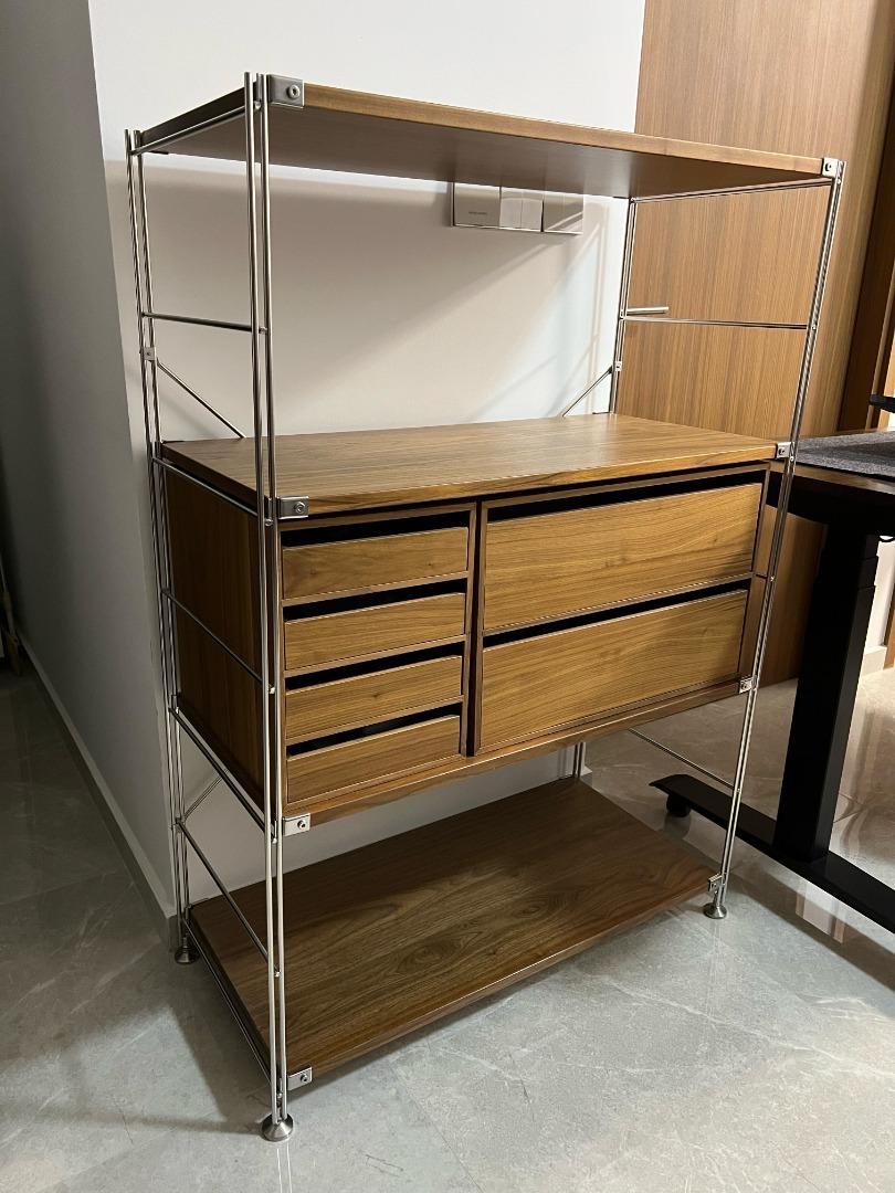 MUJI Stainless Unit Shelf Set Wide W86XD41cm with drawers, Furniture ...