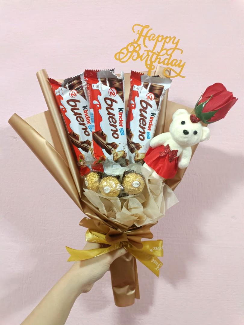NEW! Ferrero Rocher & Kinder Bueno Chocolate Bouquet, Hobbies & Toys ...