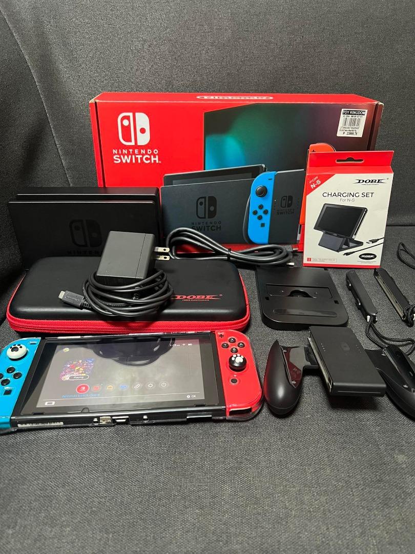 Nintendo Switch V2 Neon Blue And Red Joycon With 128gb Sd Card Video