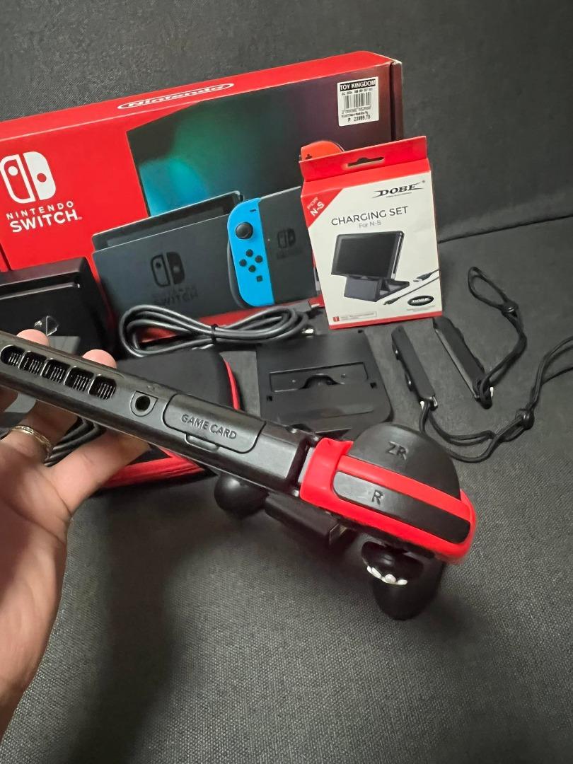 Nintendo Switch V2 Neon Blue and Red Joycon with 128GB SD Card, Video ...