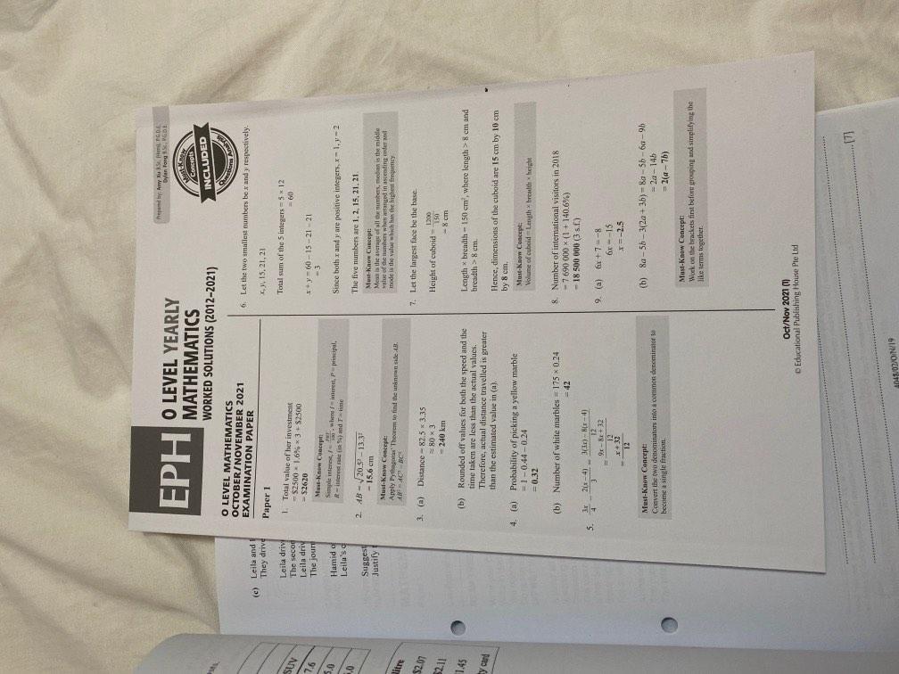 O level mathematics yearly examination papers tys eph 2012-2021 ...