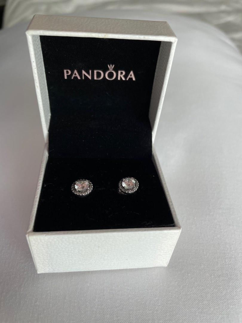 Pandora Round Sparkle Stud Earrings, Women's Fashion, Jewelry ...