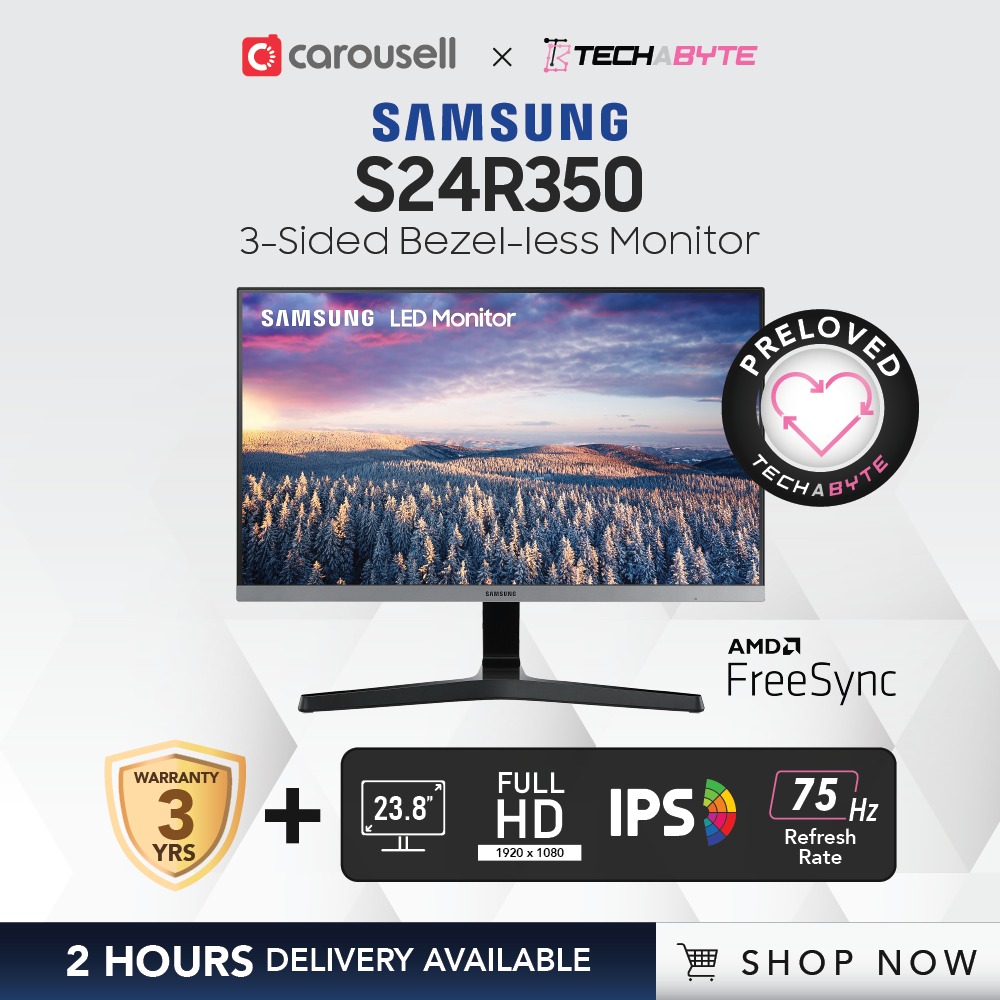 Samsung 24" FHD 3-Sided Bezel-less Monitor (LS24R350), Computers & Tech ...