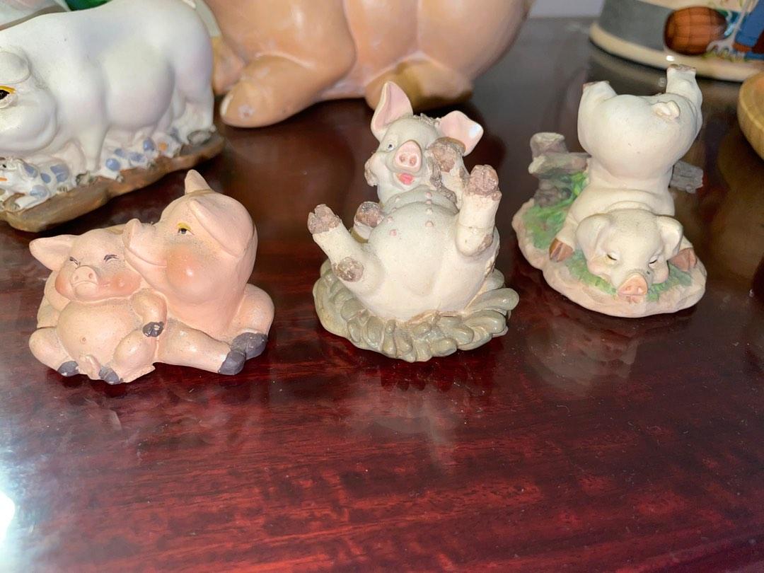 Set of Pigs Figurines playful clay piglet , Hobbies & Toys, Memorabilia ...