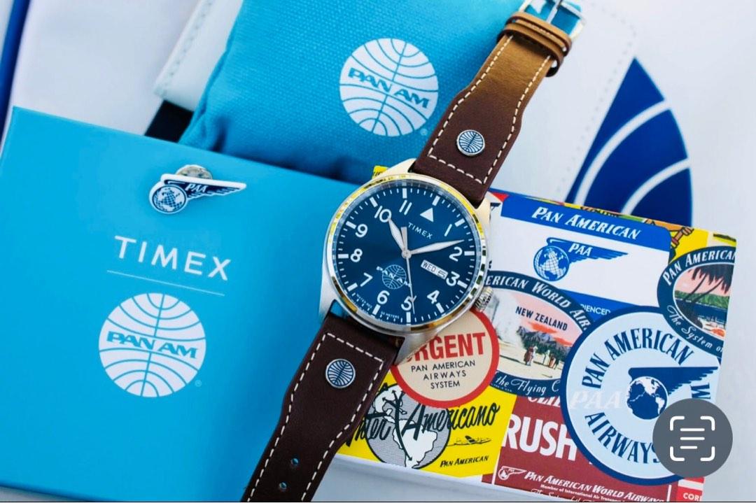 Timex X Pan Am Day-Date Pilot Watch, Luxury, Watches on Carousell