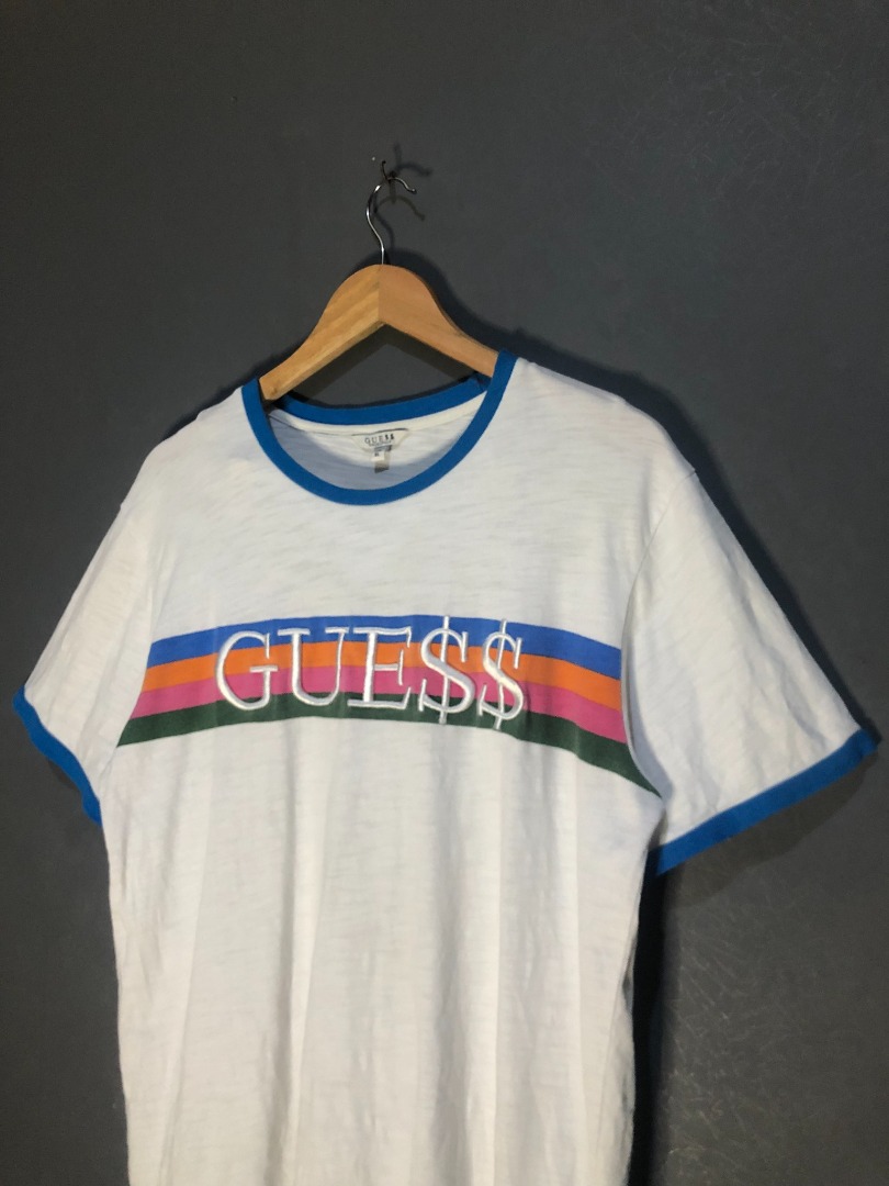 Vintage Guess X Asap Rocky Blue Ringer T Shirt, Men's Fashion, Tops ...