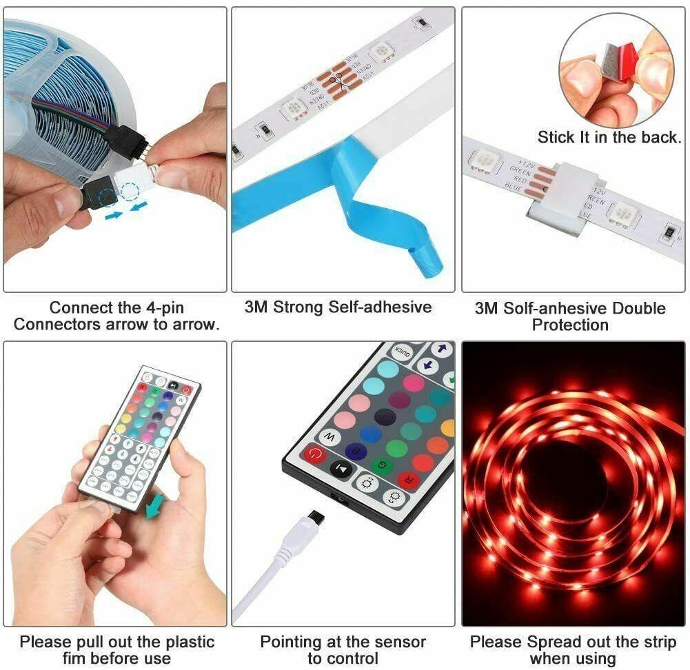 WENTOP LED Strip Light 32.8ft Color Changing Lights with Remote Control ...