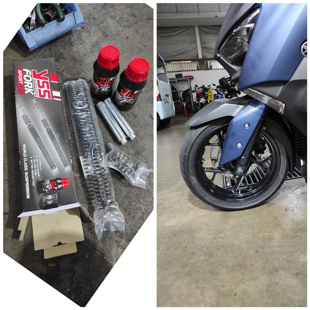 YSS 2INCH LOWERED FORK KIT ON XMAX, Motorcycles, Motorcycle Accessories ...