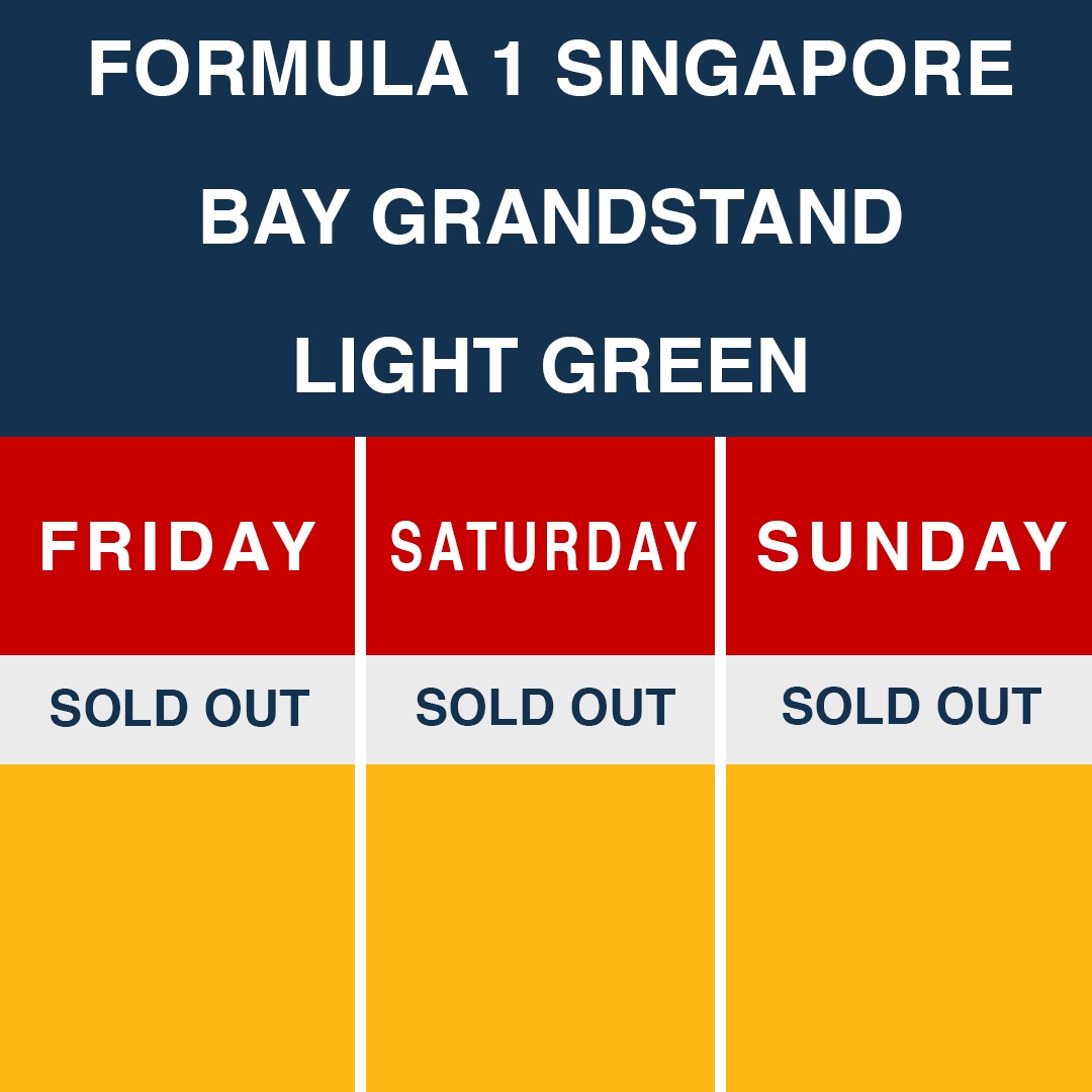 3-Day BAY GRANDSTAND - Formula One Singapore Grand Prix F1 Marina Bay ...