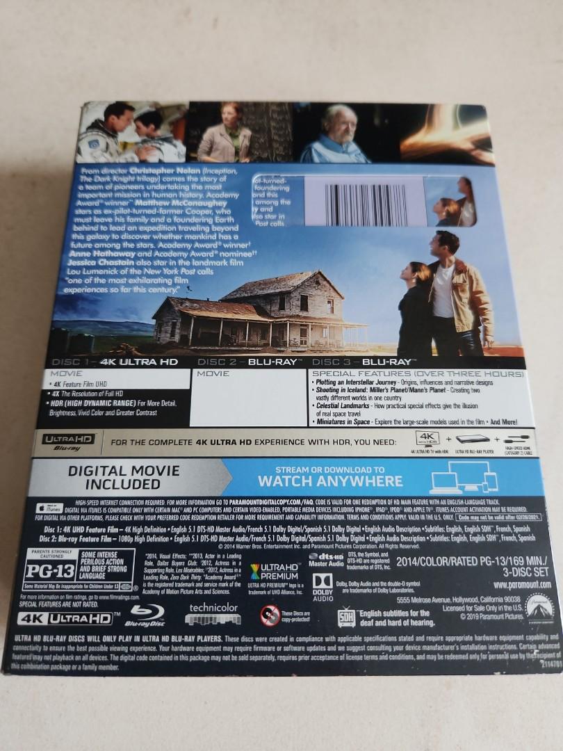 4K UHD Interstellar 3-Disc Set, Hobbies & Toys, Music & Media, CDs ...