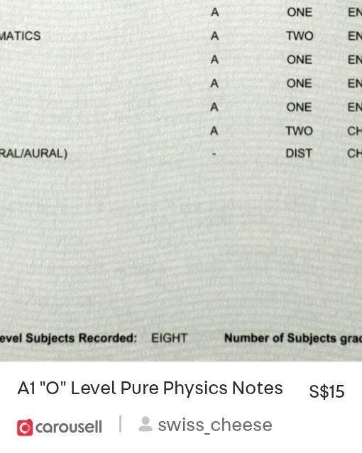 A1 "O" Level Pure Physics Notes, Hobbies & Toys, Stationery & Craft ...