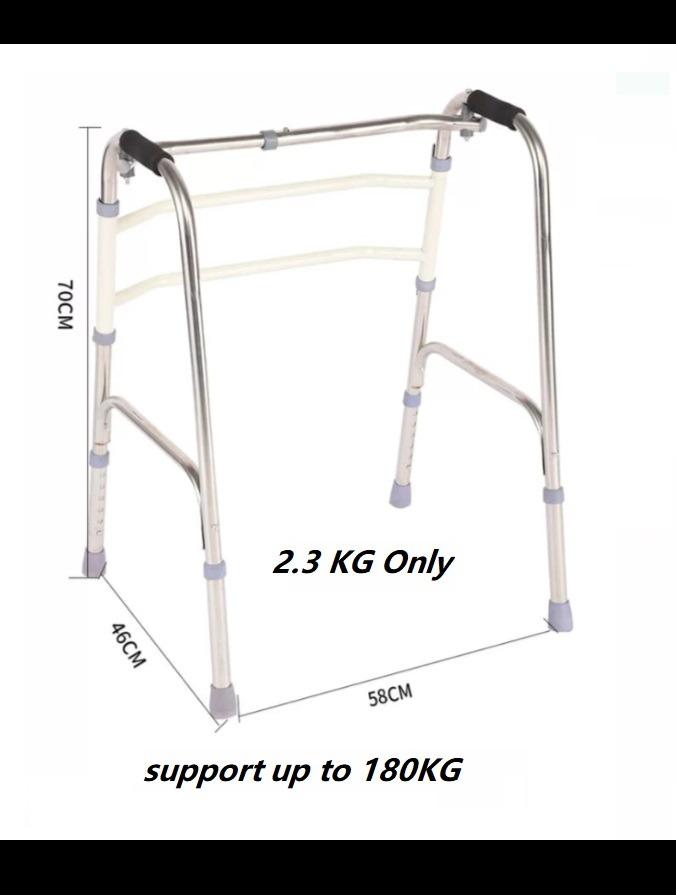 Adjustable height lightweight foldable stainless steel walking frame ...