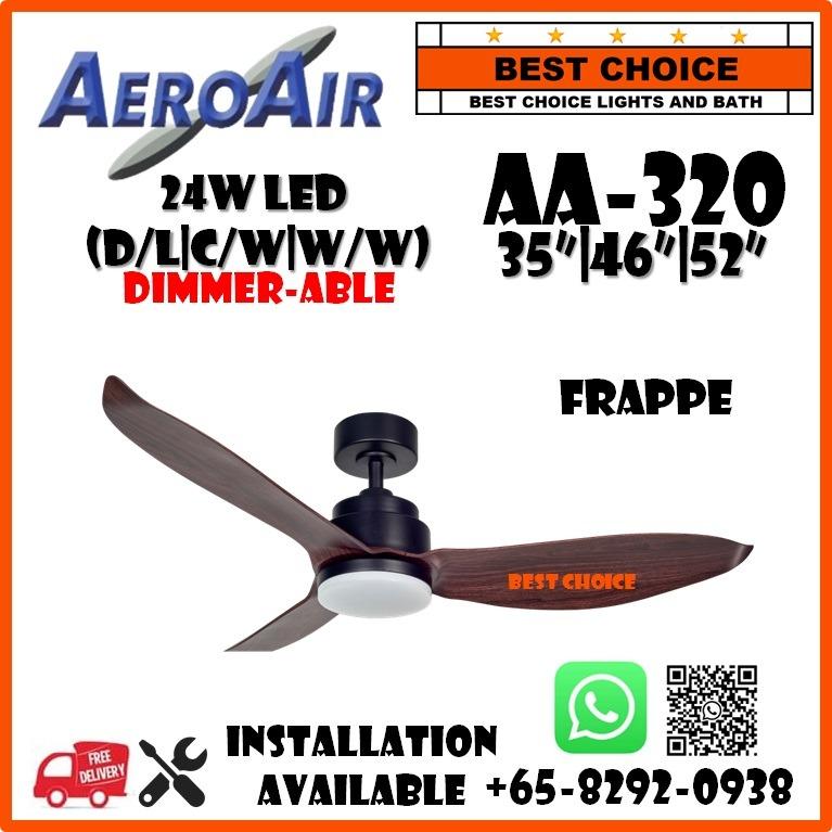 AeroAir AA-320 Ceiling Fan With 24W 3 Tones Dimmer-Able LED, Furniture ...