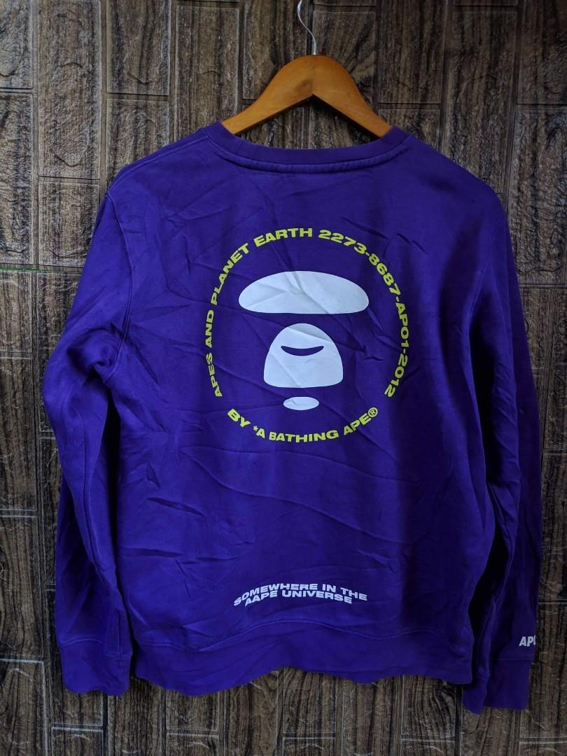 Aape Purple Crew Neck (Ape and Planet Earth), Men's Fashion, Coats ...