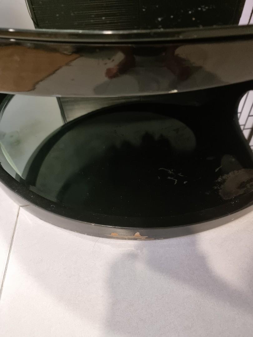 Black glass top round (90cm diameter) coffee table, Furniture & Home ...