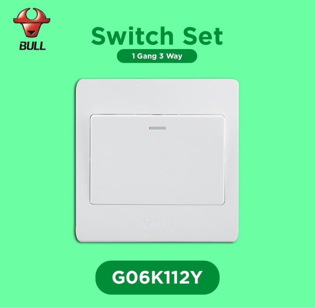 BULL 1 Gang 3 Way Switch G06K112Y, Furniture & Home Living, Lighting ...